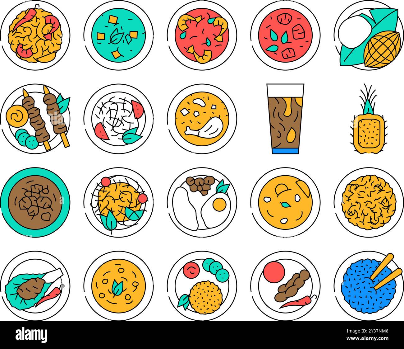 thai cuisine food asian dish icons set vector Stock Vector Image & Art ...