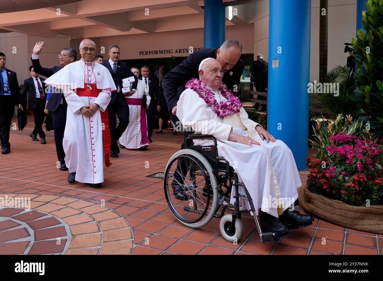 From right, Pope Francis, Archbishop of Singapore William Seng Chye Goh ...