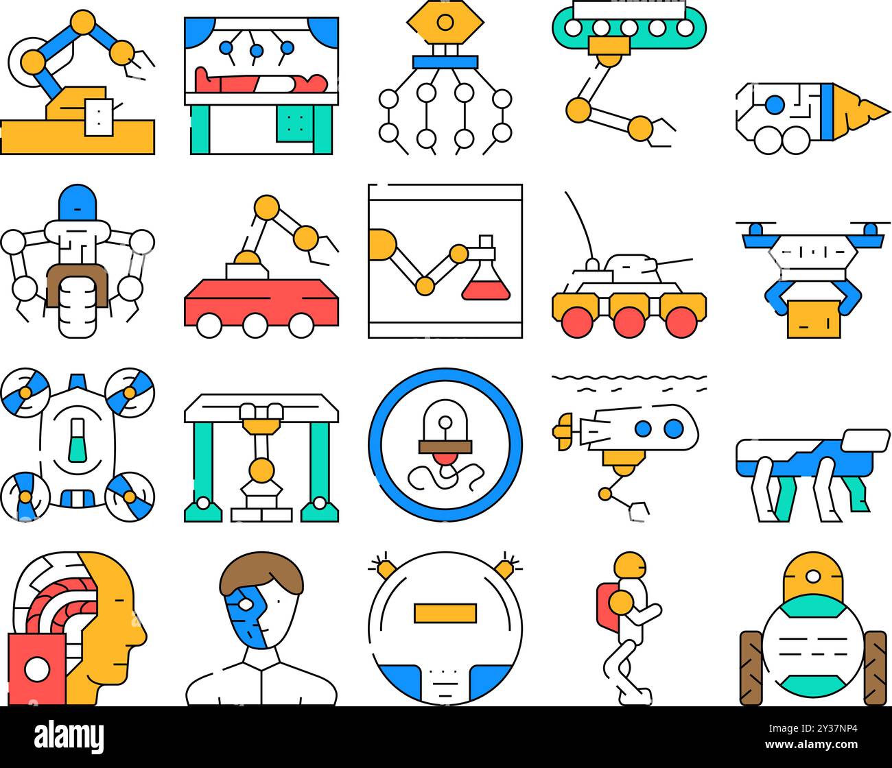 Robot Future Electronic Equipment Icons Set Vector Stock Vector Image ...