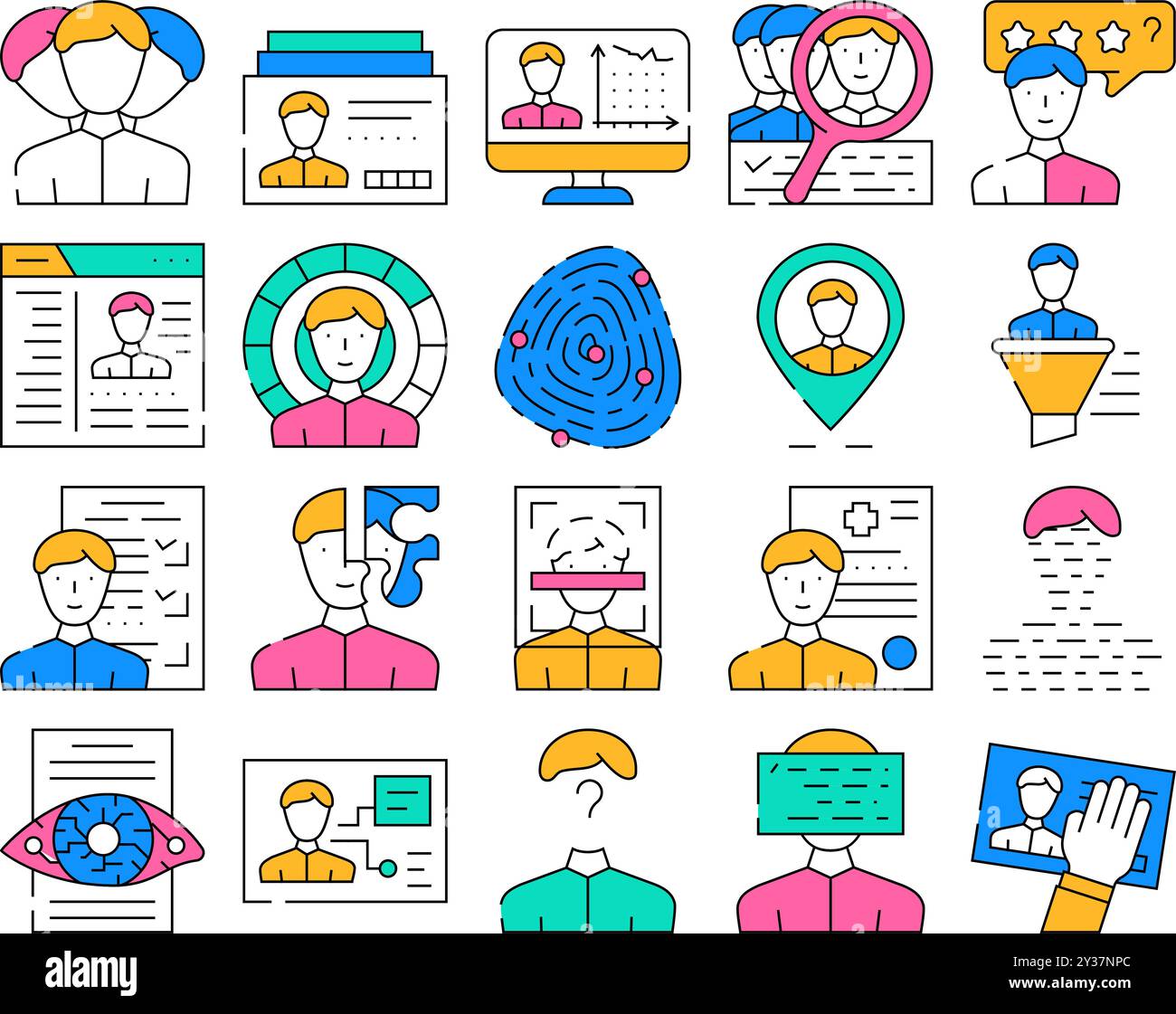 Kyc Know Your Customer Collection Icons Set Vector Stock Vector Image ...