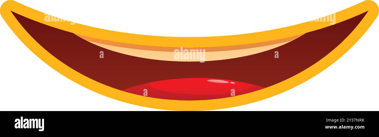 Cartoon mouth smiling, showing teeth with red tongue out, simple ...