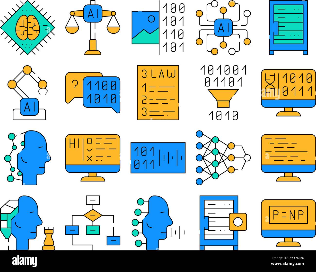 Artificial Intelligence System Icons Set isolated illustration Stock Vector Image & Art - Alamy