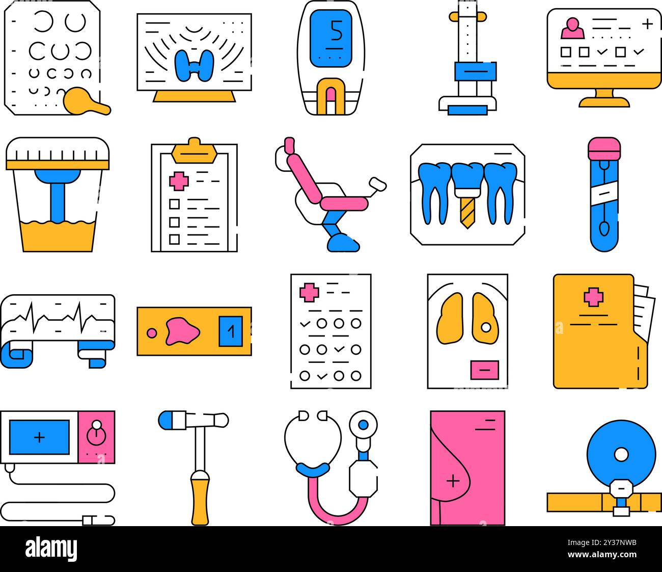 Medical Checkup Health Collection Icons Set Vector Stock Vector Image ...