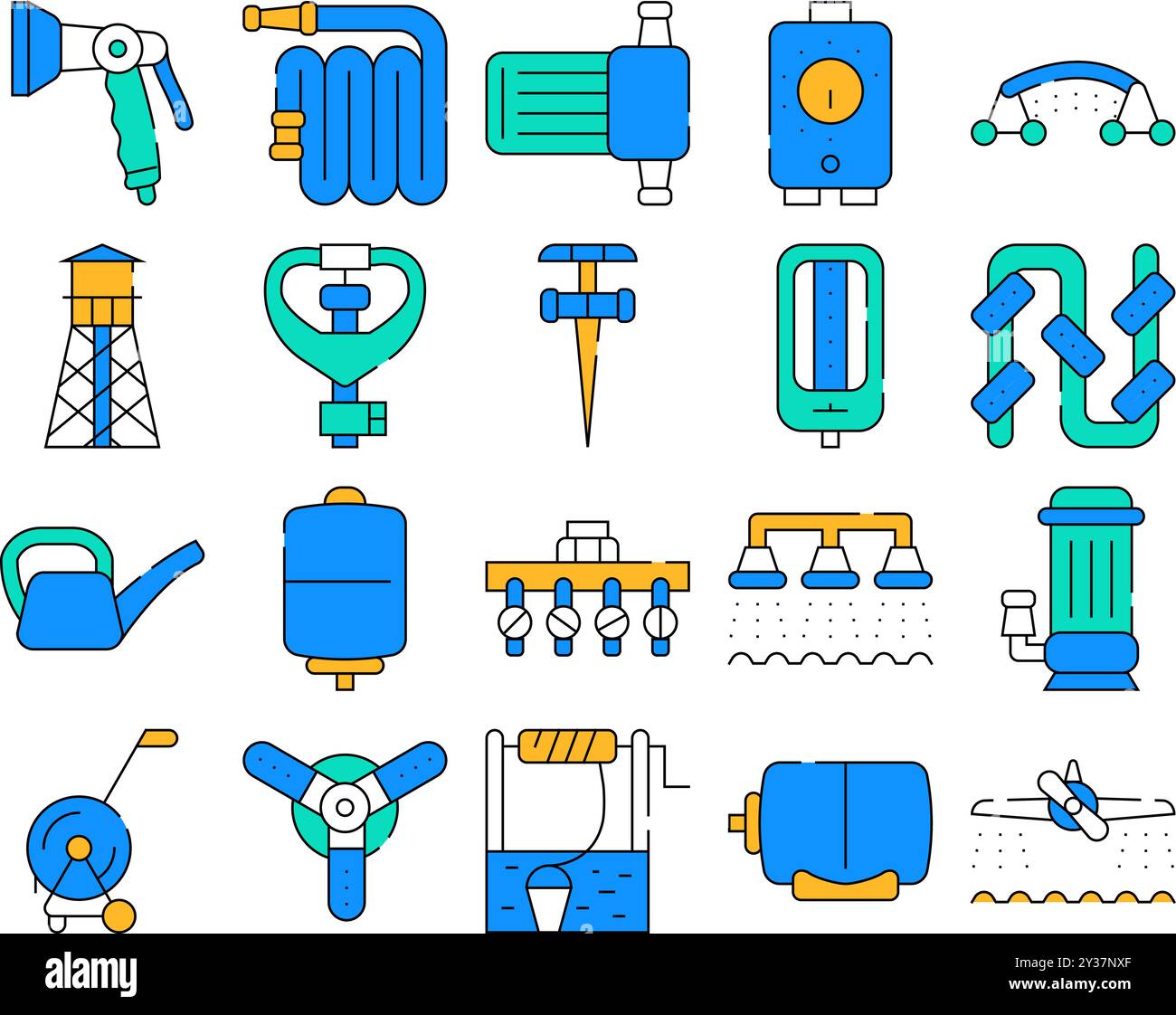 Irrigation System Collection Icons Set isolated illustration Stock ...