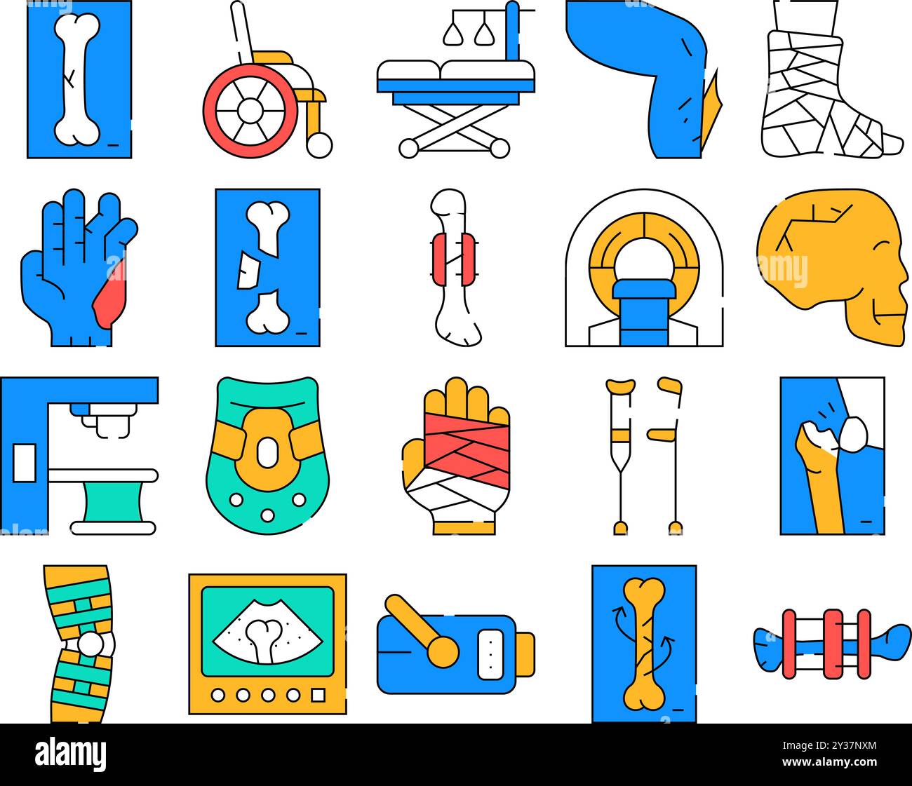 Fracture Accident Collection Icons Set Isolated Illustration Stock Vector Image And Art Alamy