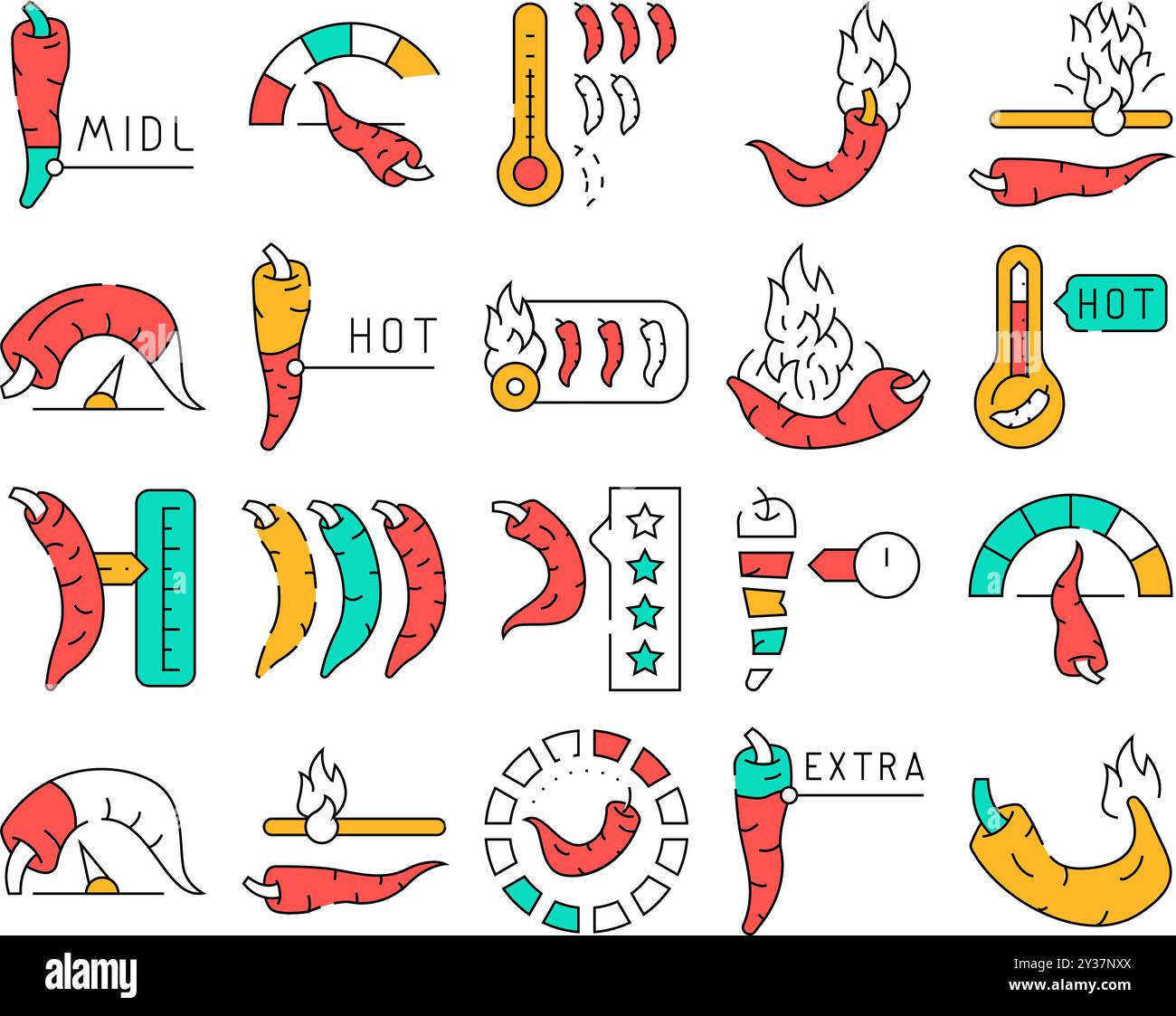 Hot pepper spice scale line hi-res stock photography and images - Alamy