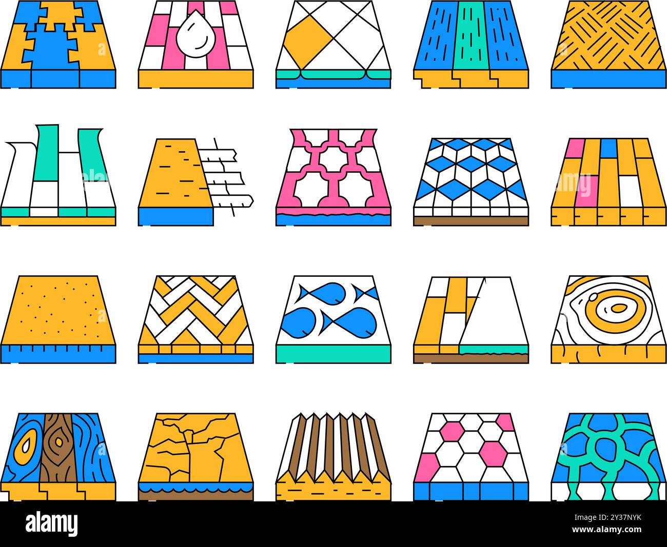 Floor Material Layers Renovation Icons Set Vector Stock Vector Image ...