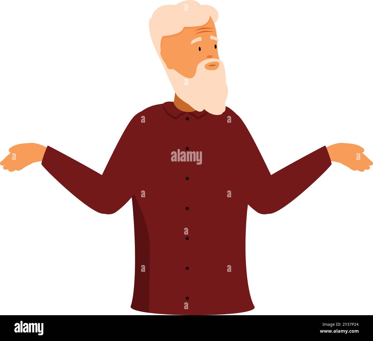 Senior man with white beard raising his hands in questioning gesture ...