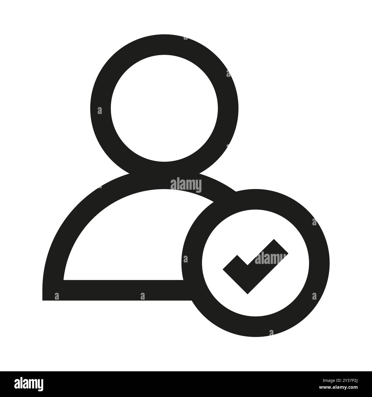 Verified user icon. Profile with checkmark. Minimalist approval symbol ...