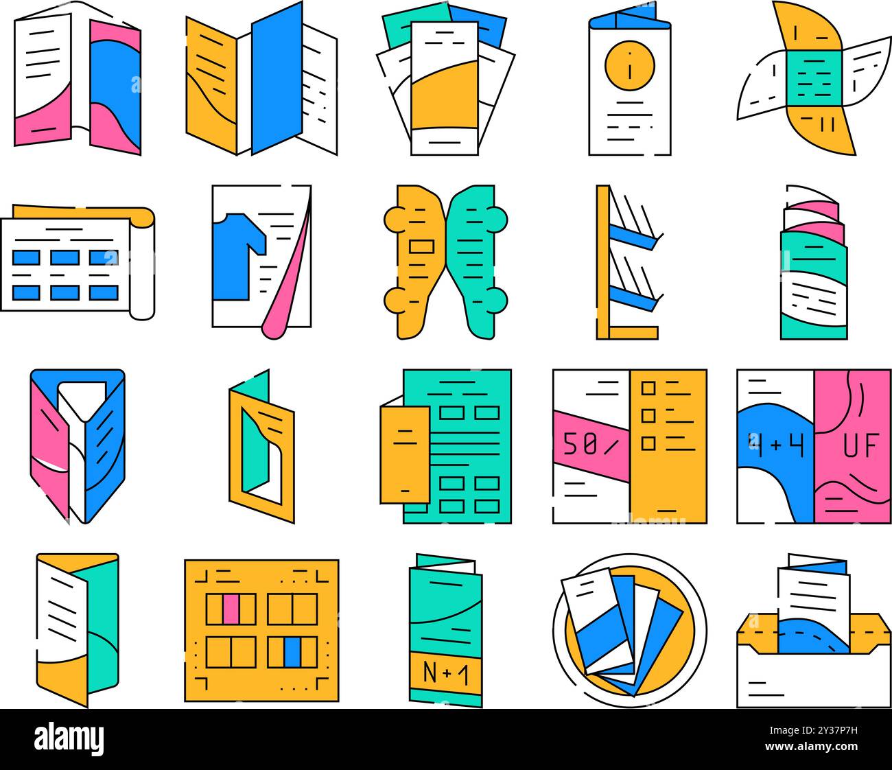 Catalog And Booklet Collection Icons Set Vector Stock Vector Image ...
