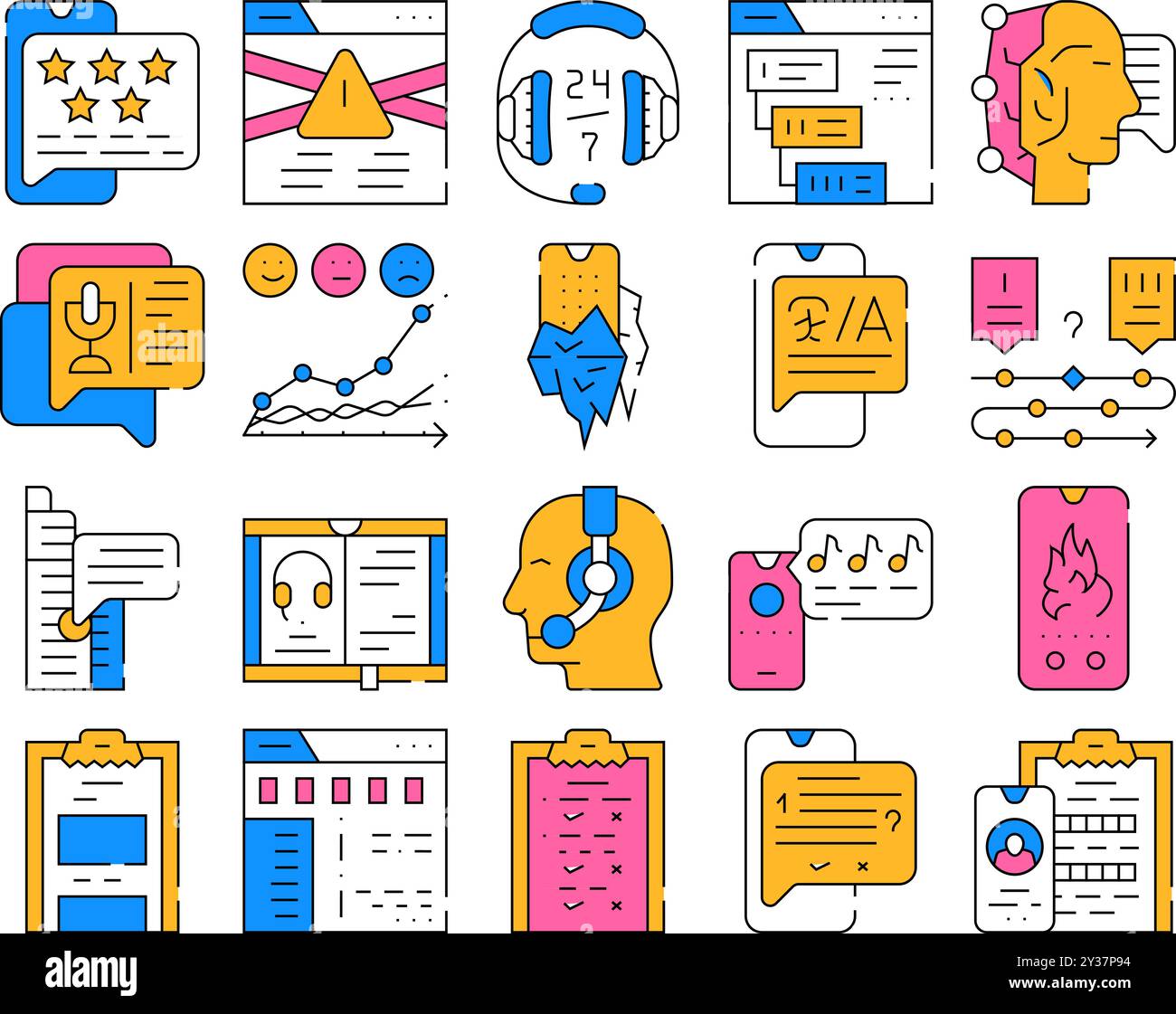 Call Center Service Collection Icons Set Vector Stock Vector Image ...