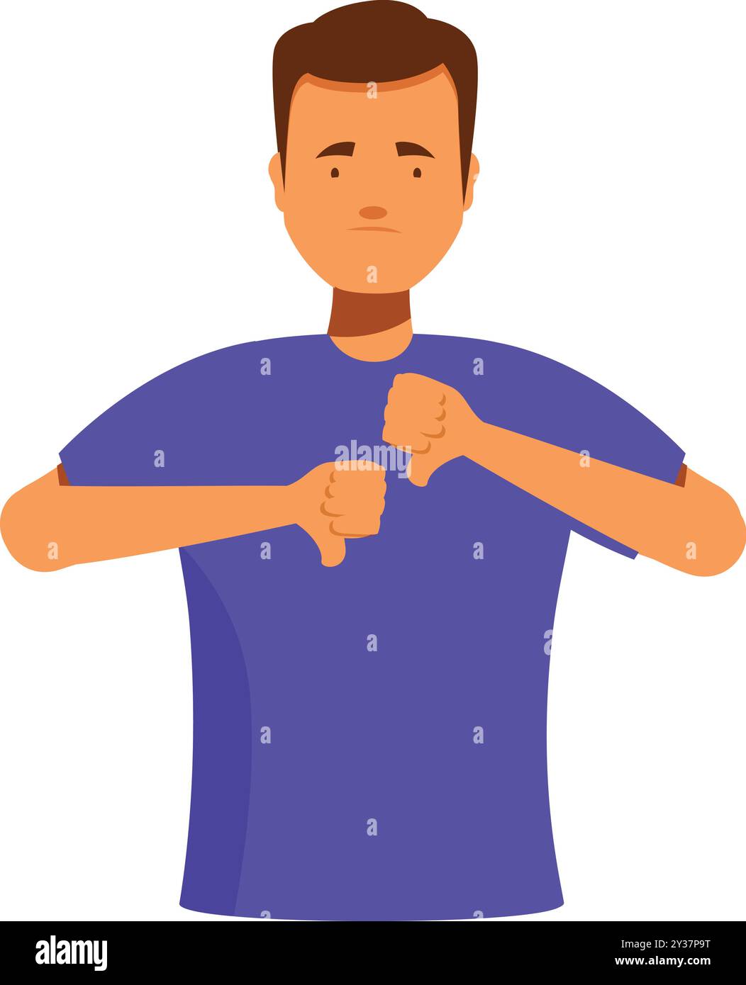 Sad man showing thumbs down gesture of dislike, disapproval body ...