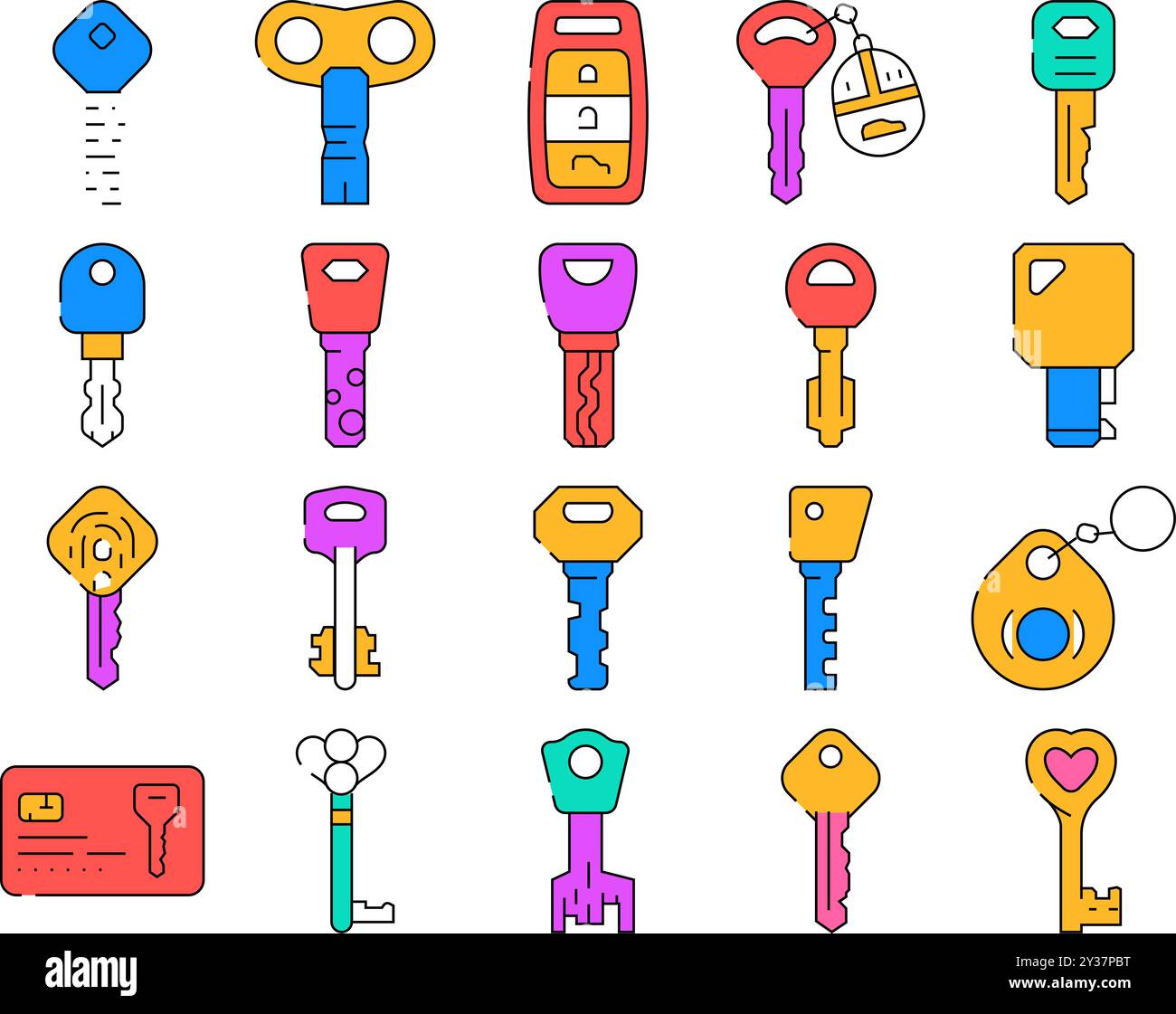 Key For Open And Close Padlock Icons Set Vector Stock Vector Image ...
