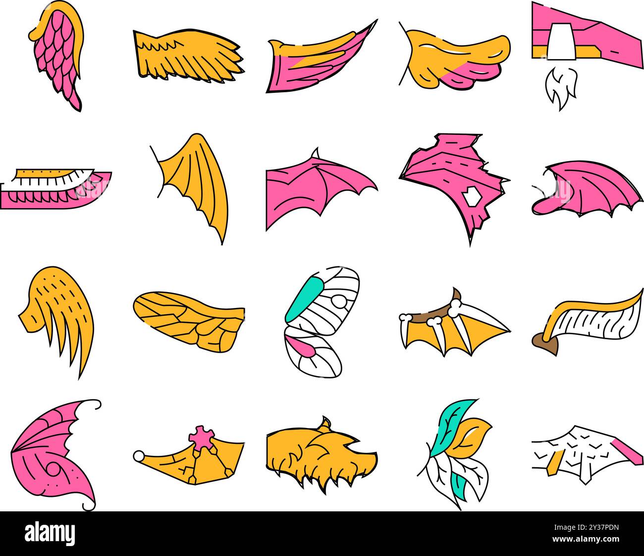 Wing Fly Animal, Bird And Insect Icons Set Vector Stock Vector Image ...