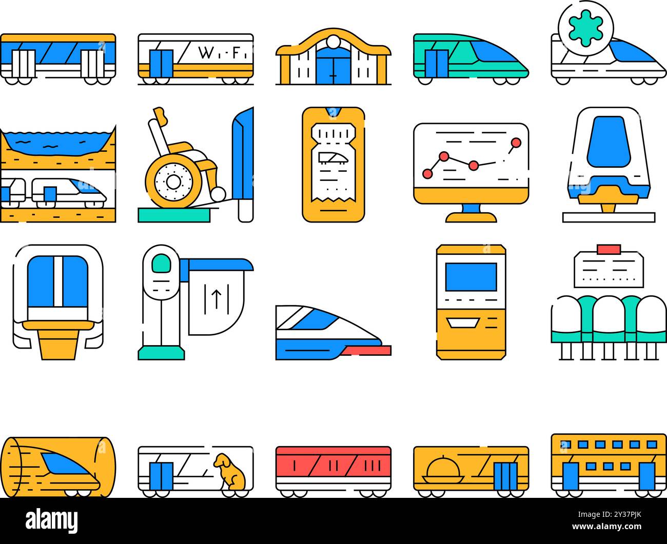 Railroad Transport Collection Icons Set Vector Stock Vector Image & Art ...
