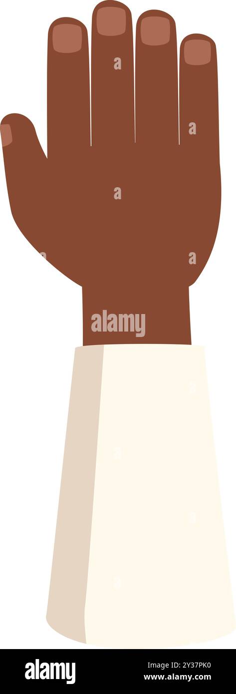 Hand with dark skin is raised up showing an open palm Stock Vector ...