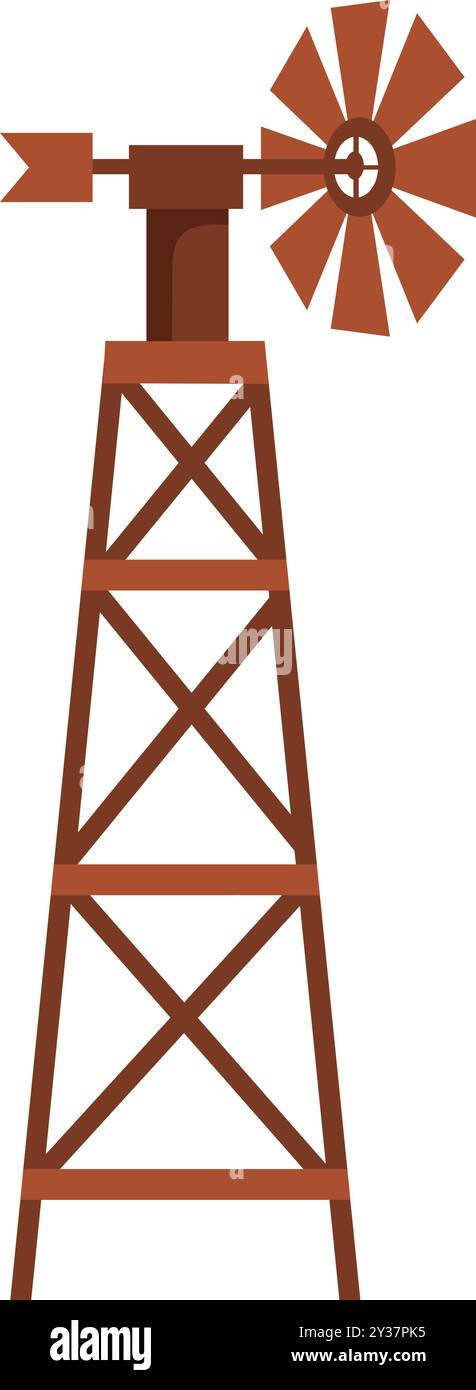 Classic american windmill standing tall and providing water for agriculture Stock Vector Image ...