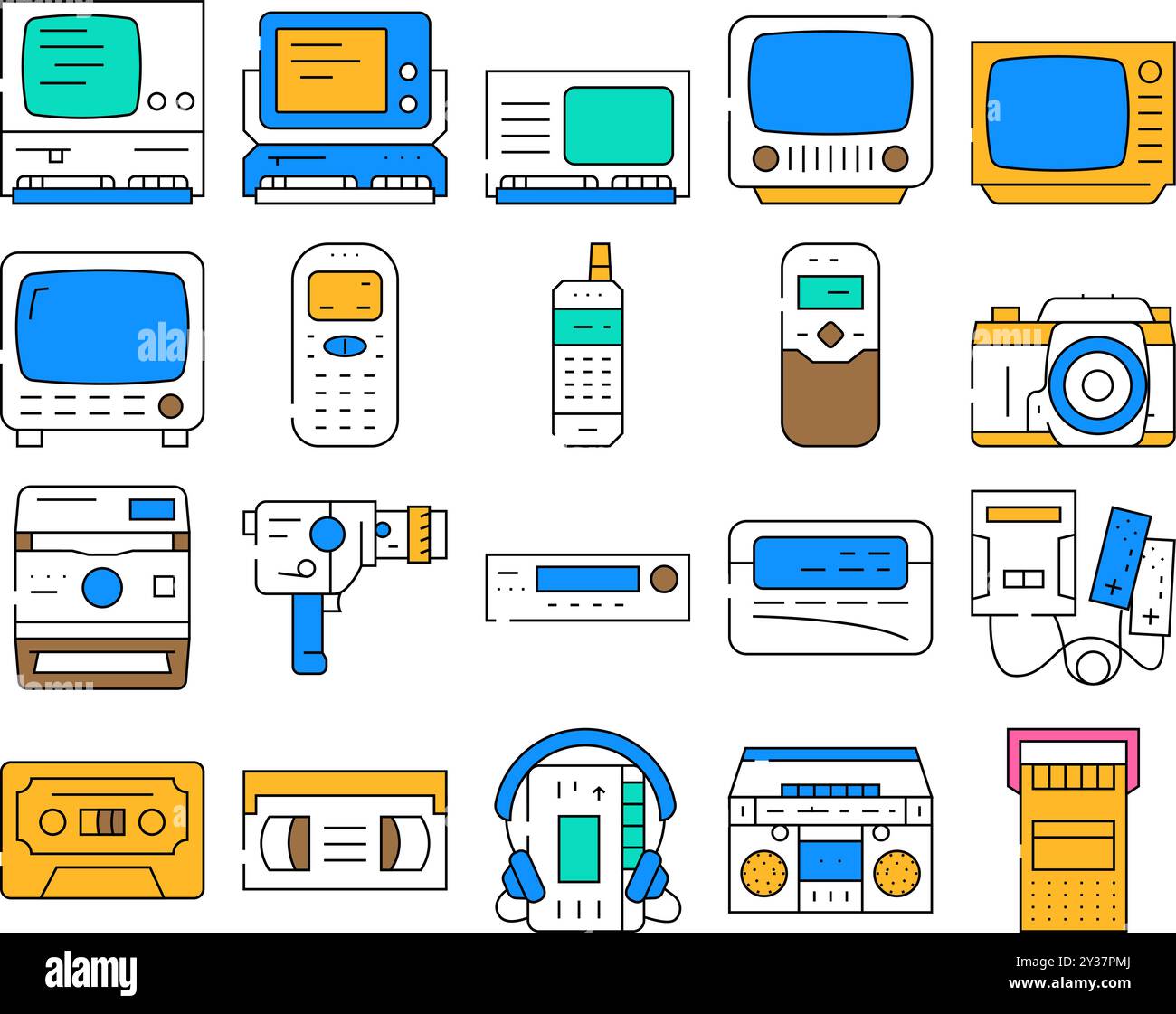 retro gadget vintage techology icons set vector Stock Vector Image ...