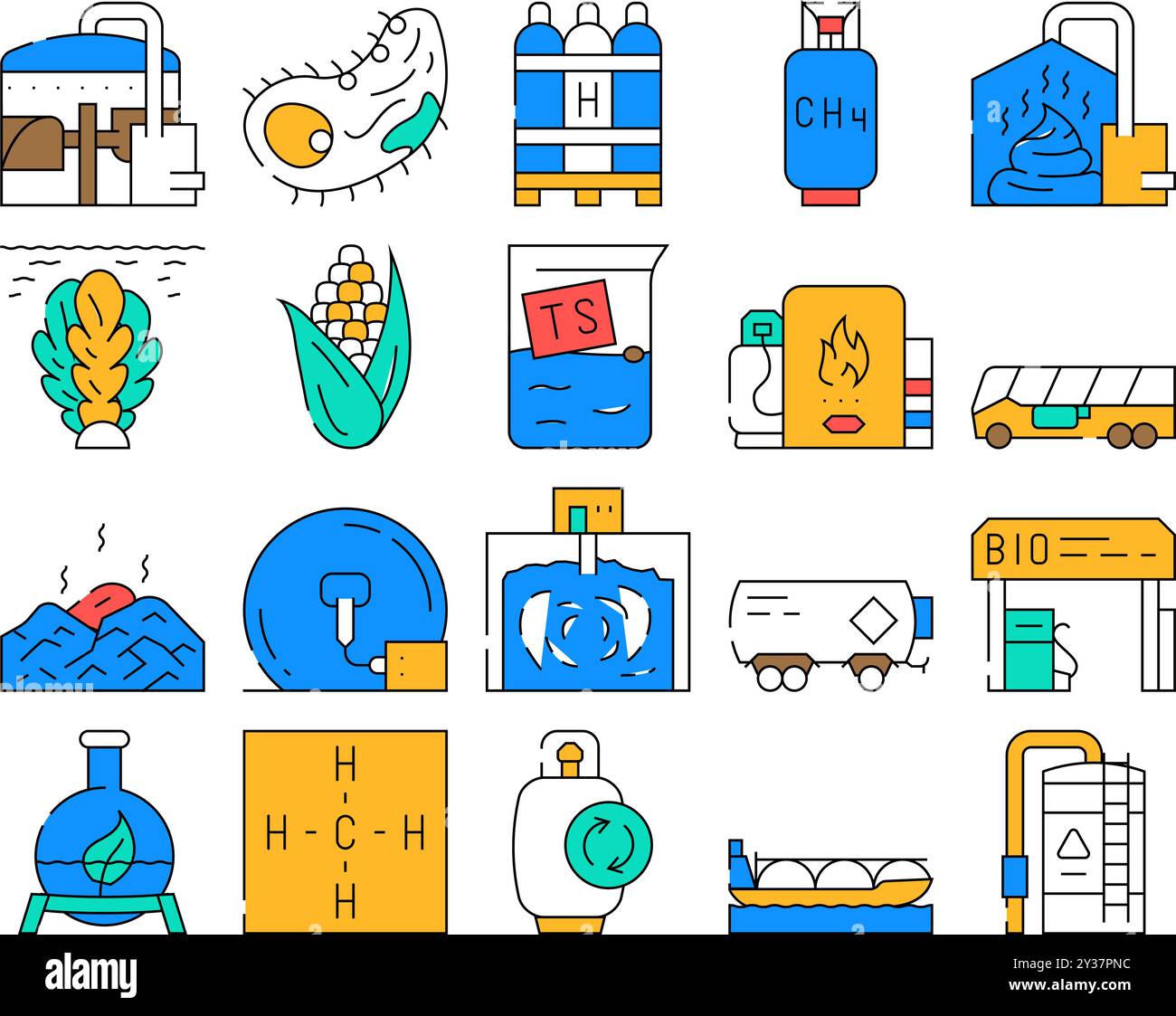 Biogas Energy Fuel Collection Icons Set Vector Stock Vector Image & Art ...