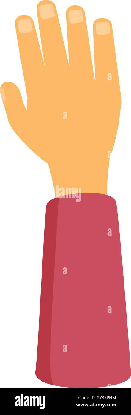 Cartoon hand with open palm showing five fingers raised up Stock Vector ...