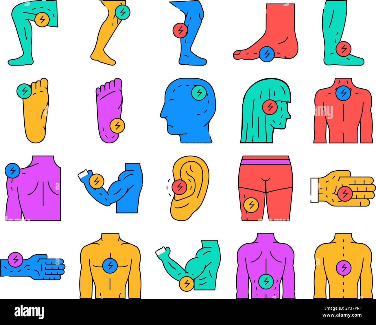 pain body ache medical joint icons set vector Stock Vector Image & Art ...