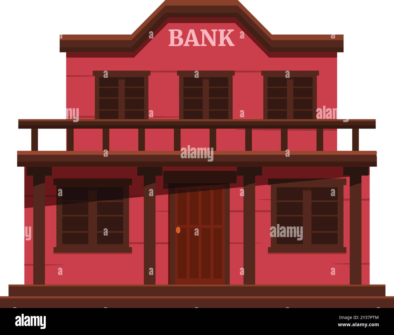 Classic wild west bank building facade with balcony and porch is giving ...