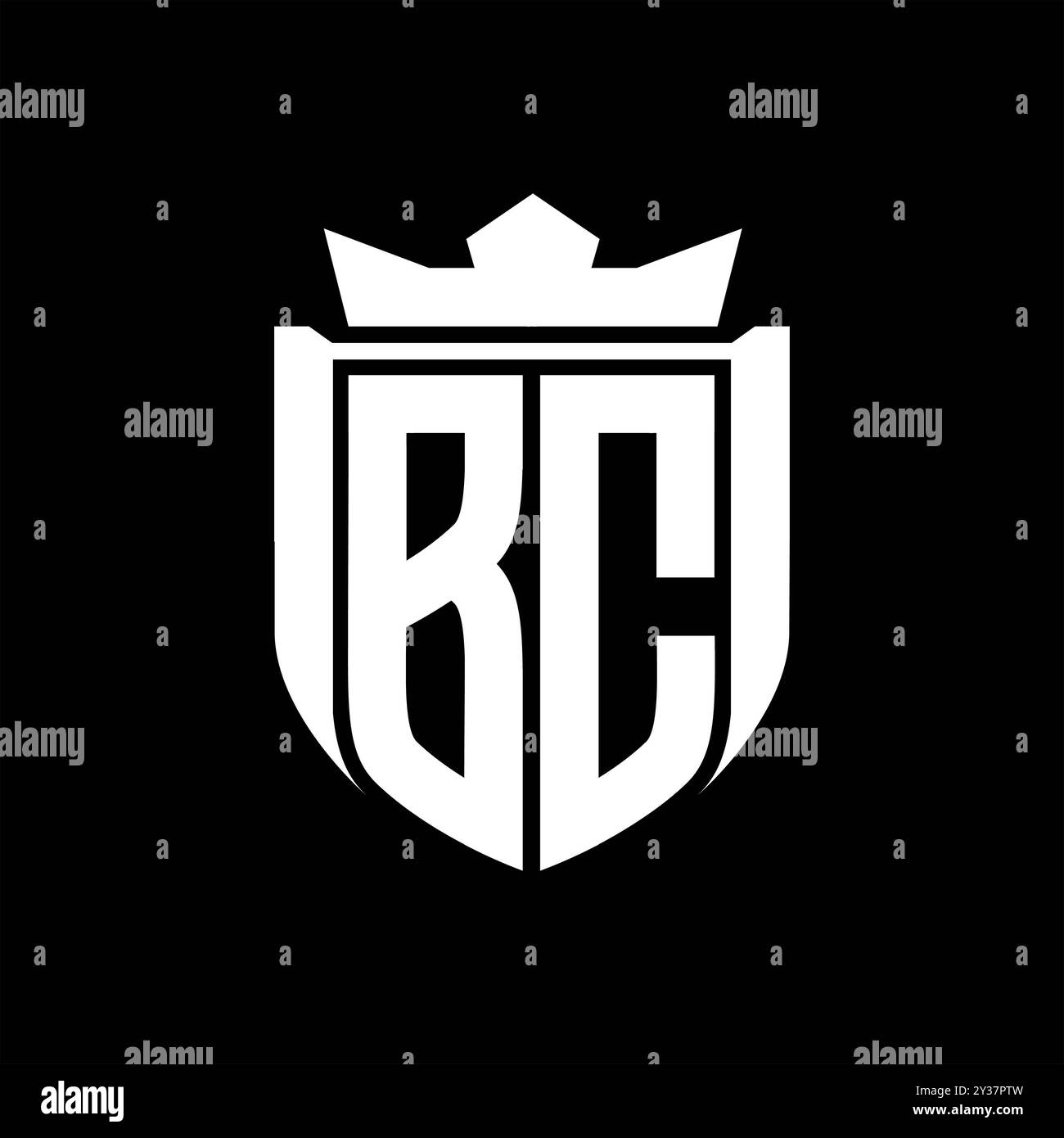 BC Letter logo with shield shape inside shield badge crown on black ...