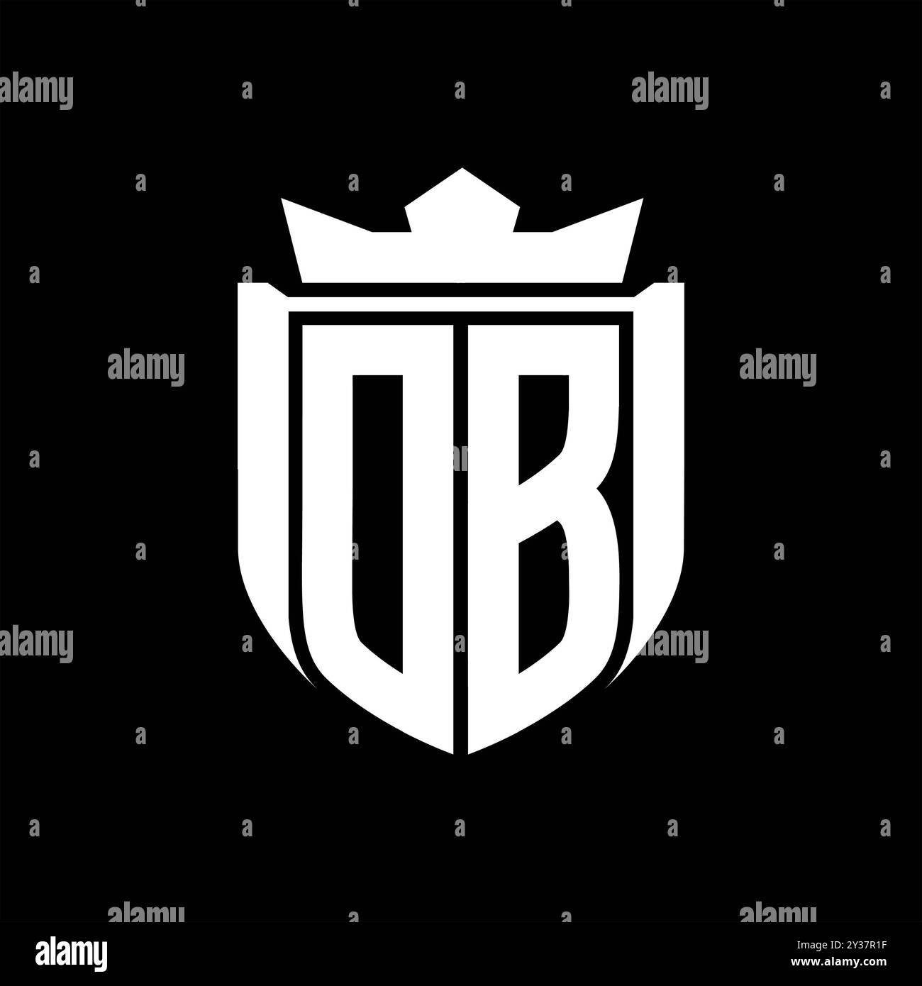 DB Letter logo with shield shape inside shield badge crown on black ...