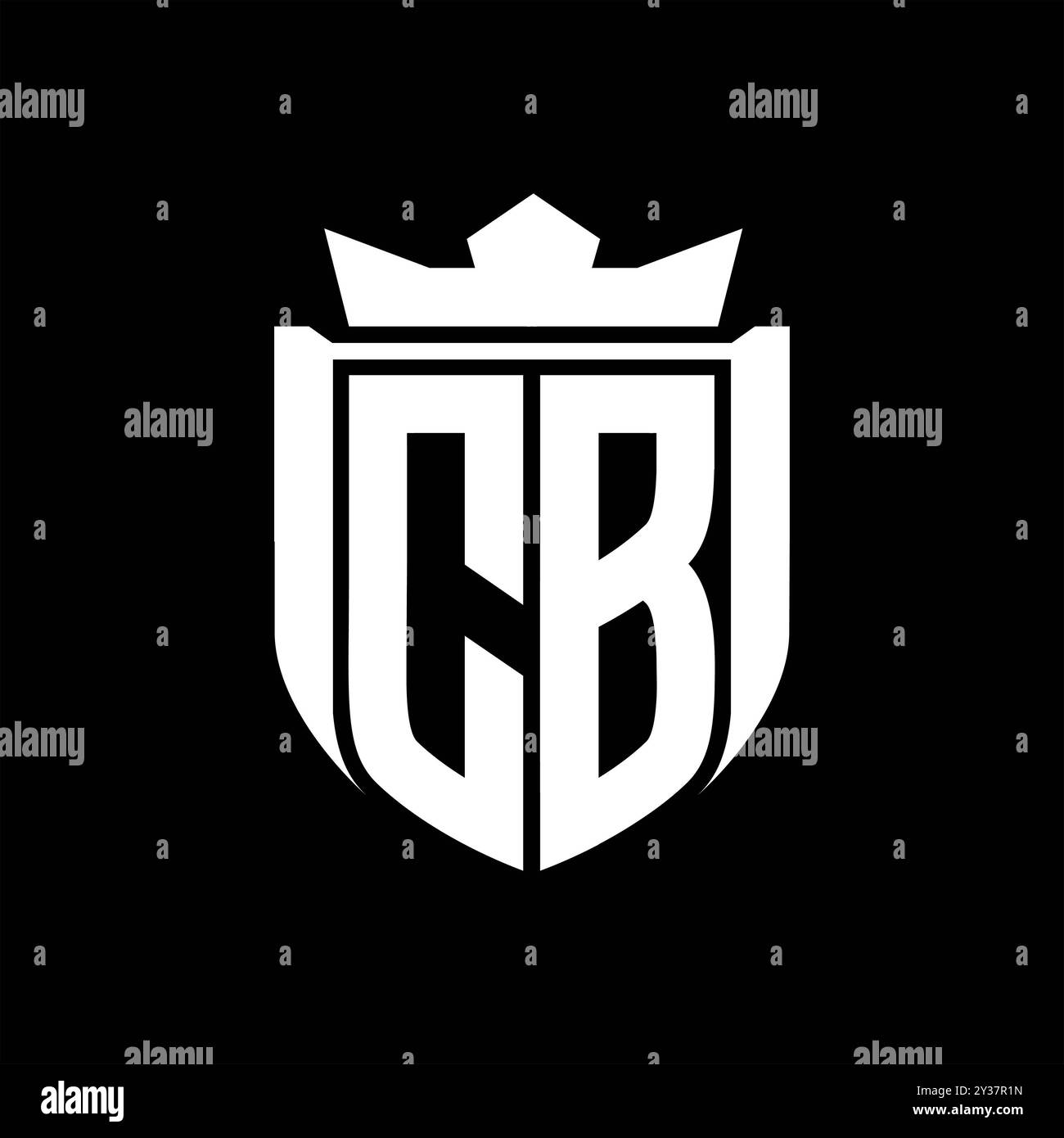 CB Letter logo with shield shape inside shield badge crown on black ...
