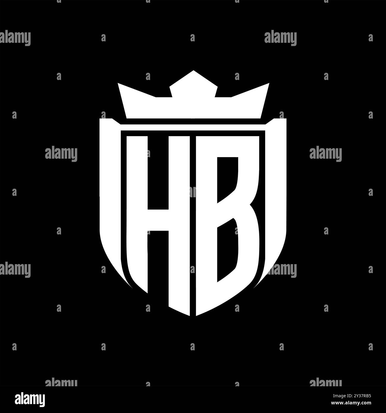HB Letter logo with shield shape inside shield badge crown on black ...