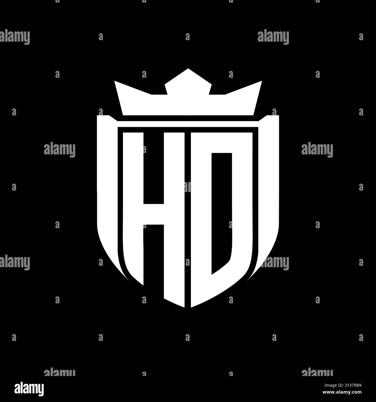HD Letter logo with shield shape inside shield badge crown on black ...