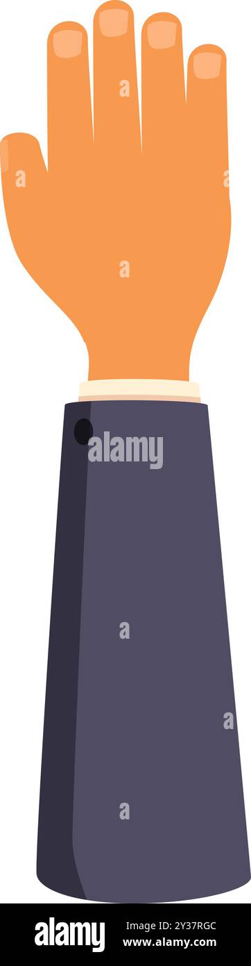 Cartoon style illustration of a hand raised with all fingers up, like ...