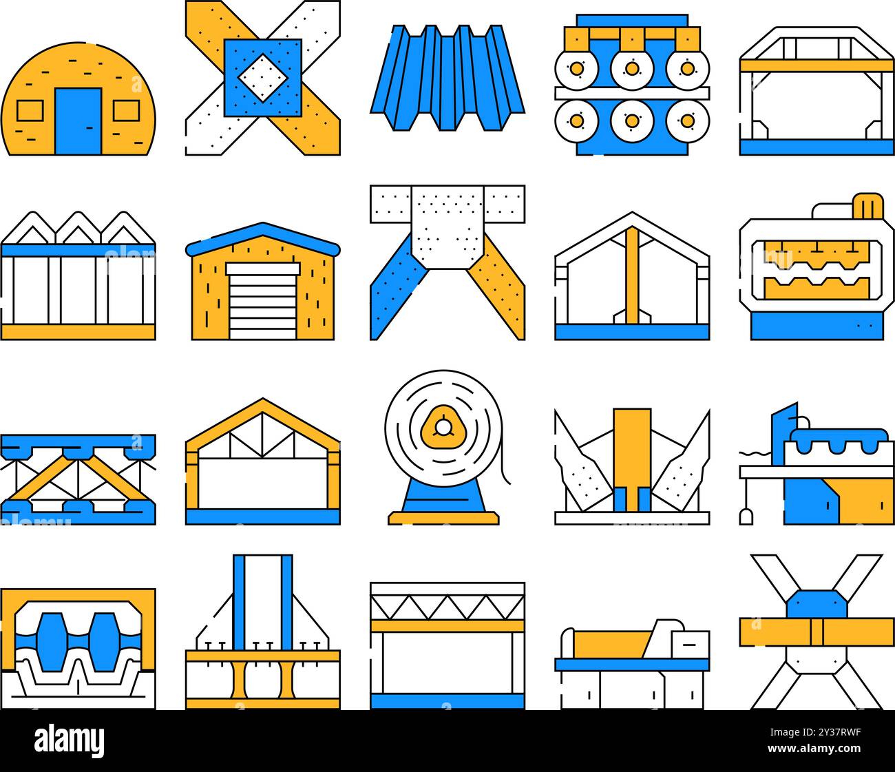 Self-framing Metallic Building Icons Set Vector Stock Vector Image ...