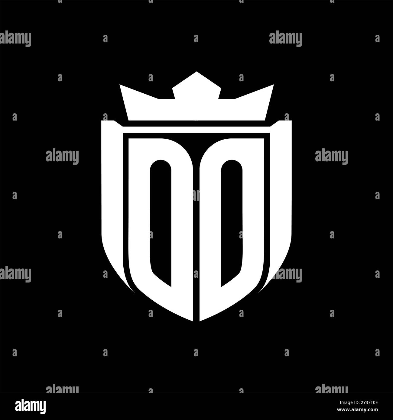 OO Letter logo with shield shape inside shield badge crown on black ...