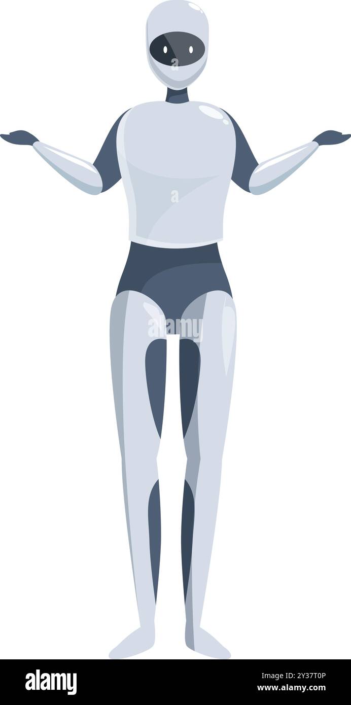 Futuristic robot shrugging its shoulders, expressing confusion and ...