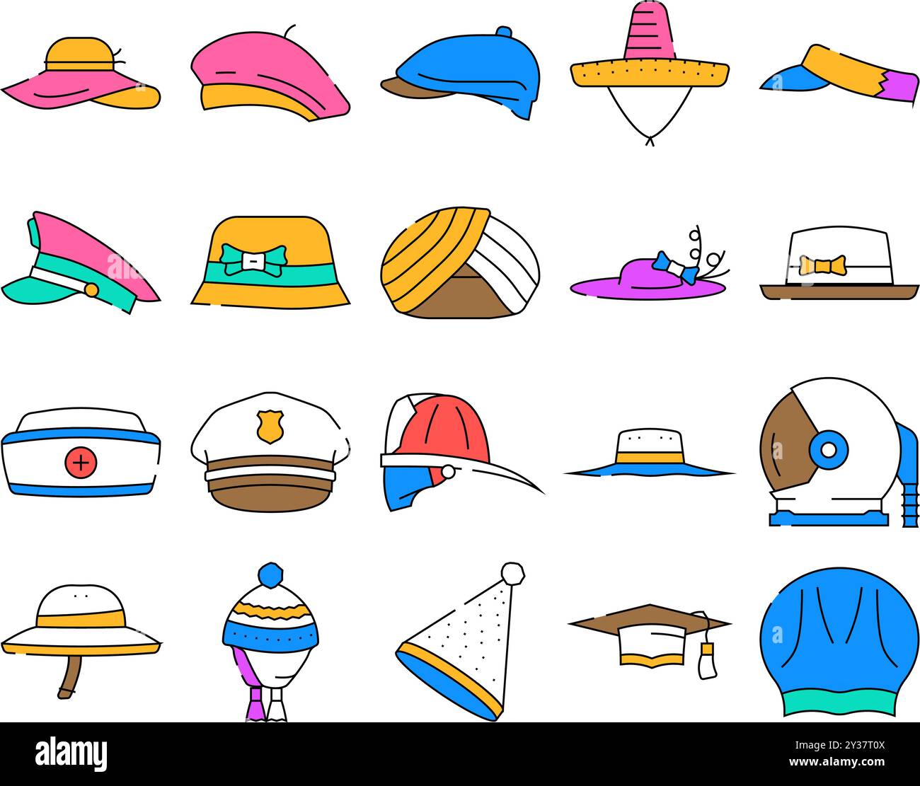 hat cap white head icons set vector Stock Vector Image & Art - Alamy