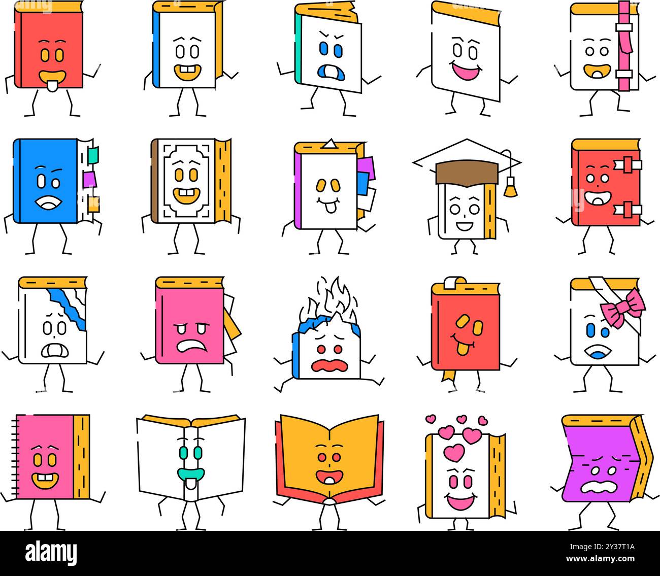 book character school icons set vector Stock Vector Image & Art - Alamy