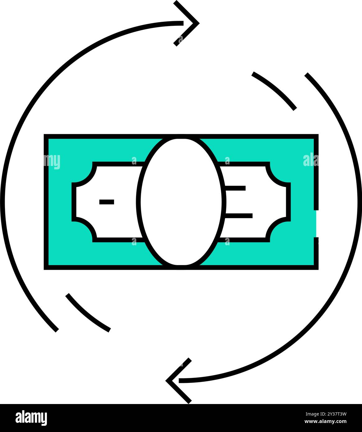 money banknote circle arrows icon color illustration Stock Vector Image ...