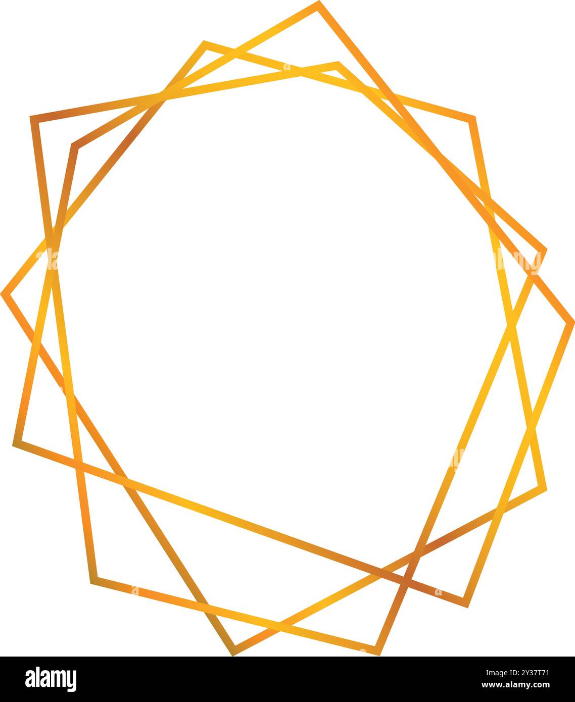 Golden gradient geometric frame is forming a border on a white ...