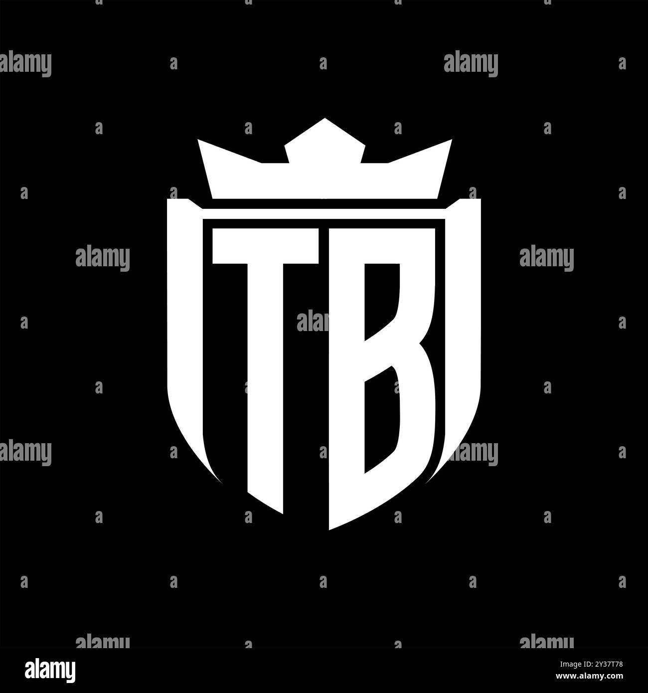 TB Letter logo with shield shape inside shield badge crown on black ...