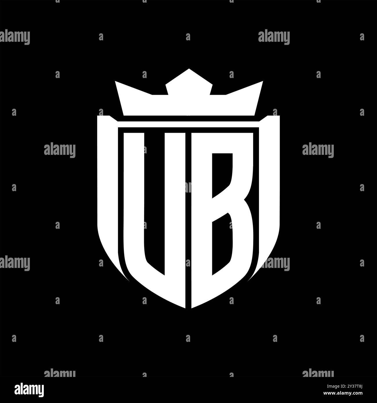 UB Letter logo with shield shape inside shield badge crown on black ...
