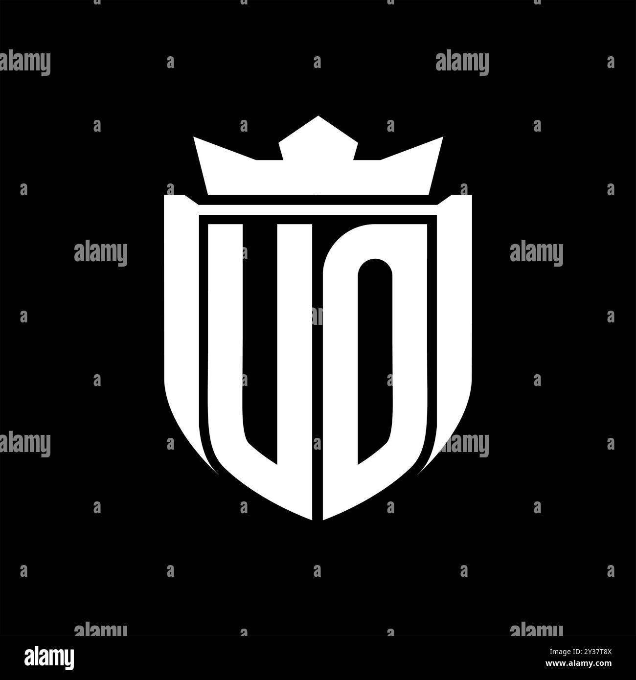 UO Letter logo with shield shape inside shield badge crown on black ...