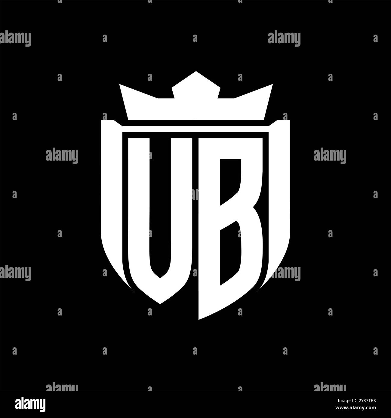 VB Letter logo with shield shape inside shield badge crown on black ...