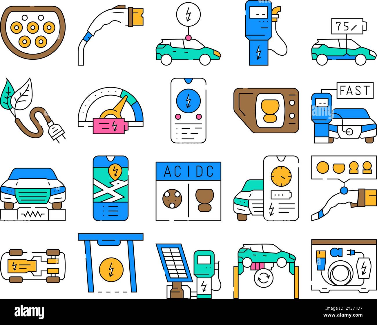 electric car charging icons set vector Stock Vector Image & Art - Alamy