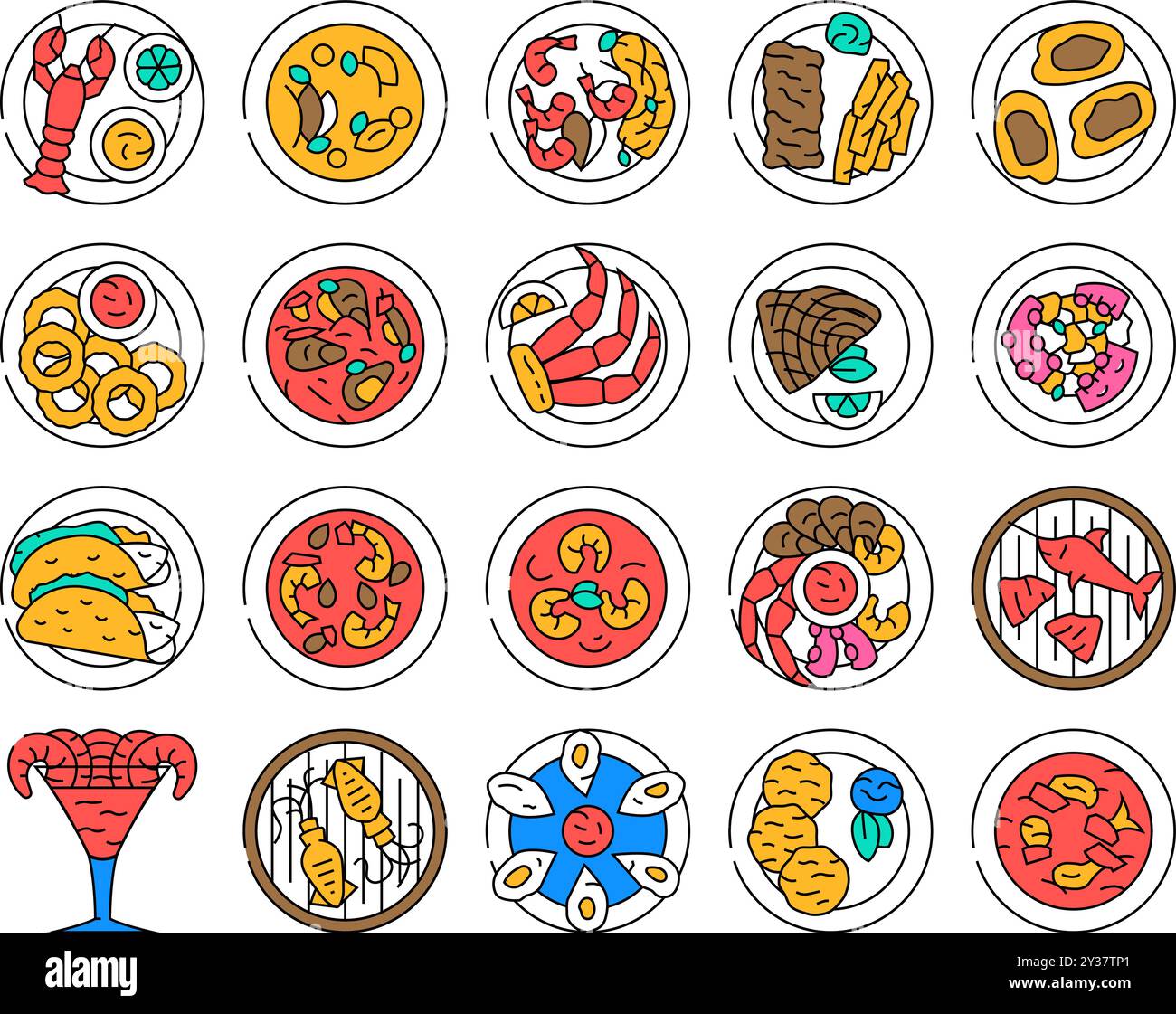 Greek cuisine seafood meat Stock Vector Images - Alamy