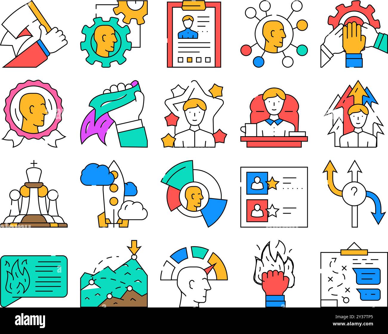 Leadership Leader Business Skill Icons Set Vector Stock Vector Image ...