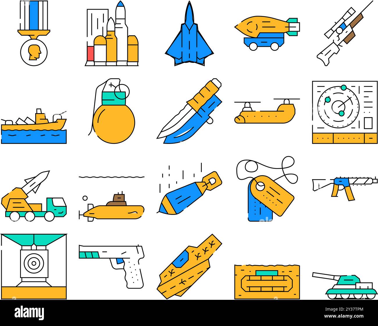 Military Weapon And Transport Icons Set Vector Stock Vector Image & Art ...