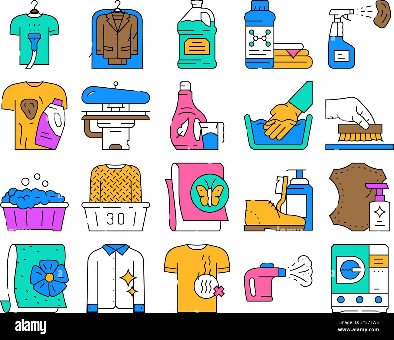 dry cleaning laundry service icons set vector Stock Vector Image & Art ...
