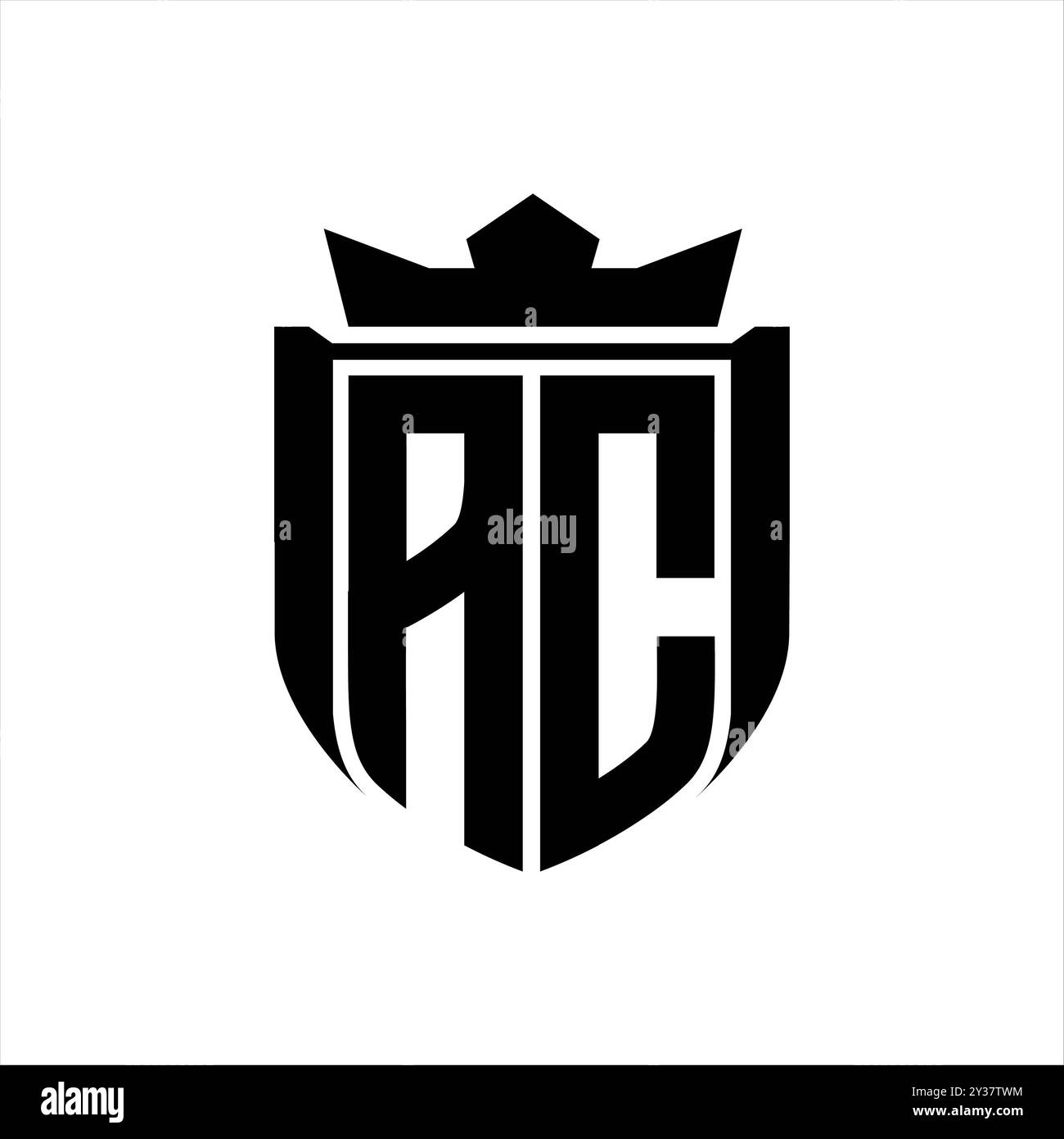 AC Letter logo with shield shape inside shield badge crown on white ...