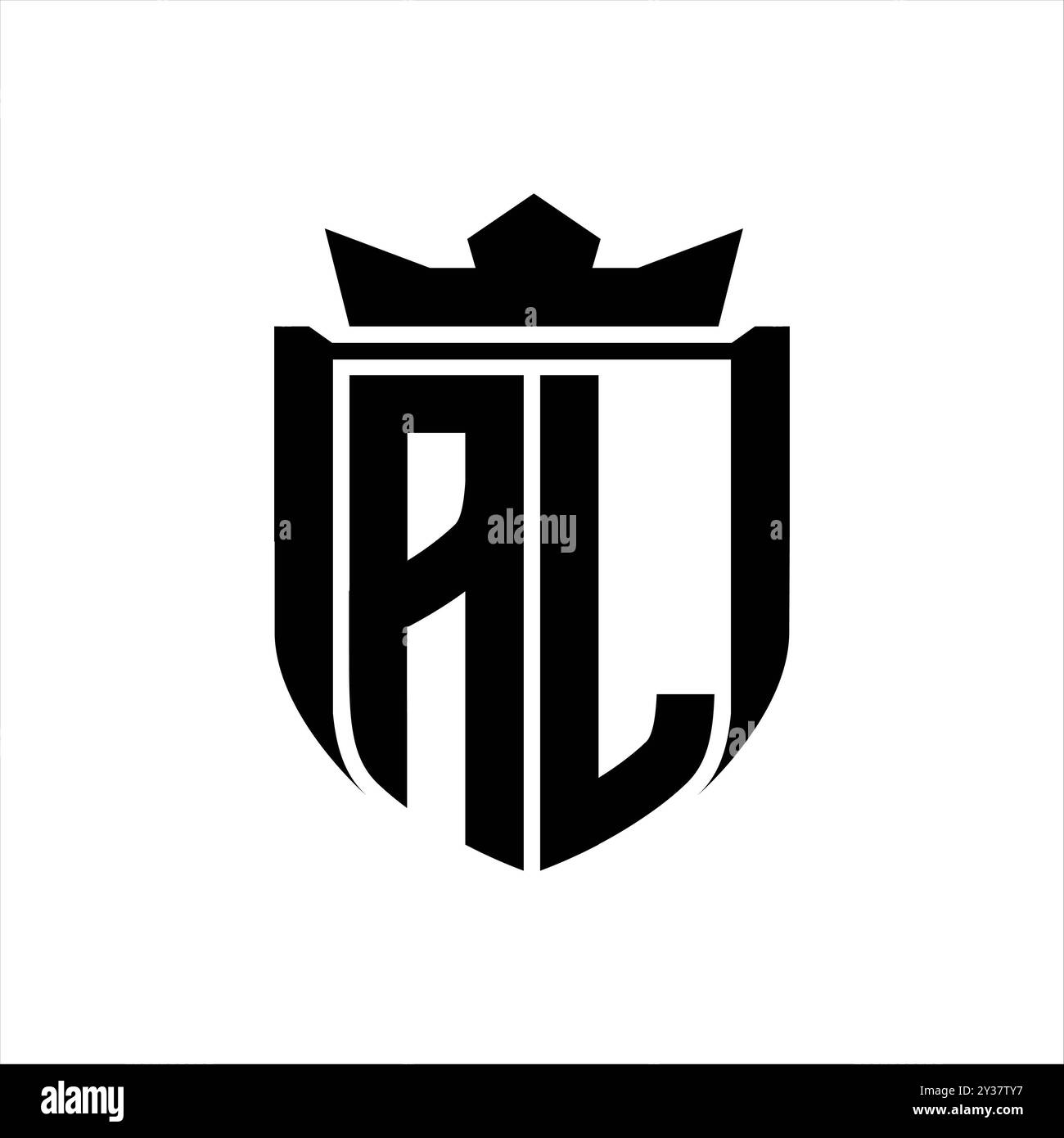 AL Letter logo with shield shape inside shield badge crown on white ...